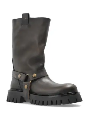 GOLDEN GOOSE Kurt Chunky Buckle-strap Leather Boots - Black