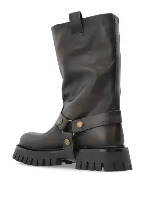 GOLDEN GOOSE Kurt Chunky Buckle-strap Leather Boots - Black