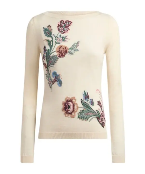 Etro Floral Motif Knitted Jumper - Ivory