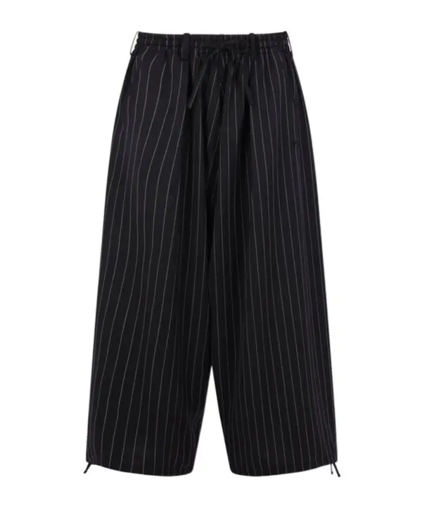Y3 Cropped Wide-leg Pinstripe Pants