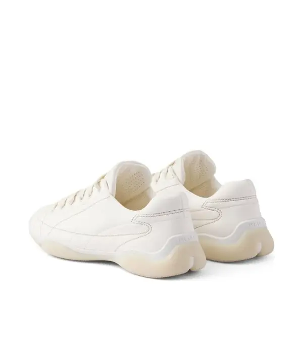 Prada Logo Detailed Lace-up Sneakers - Ivory