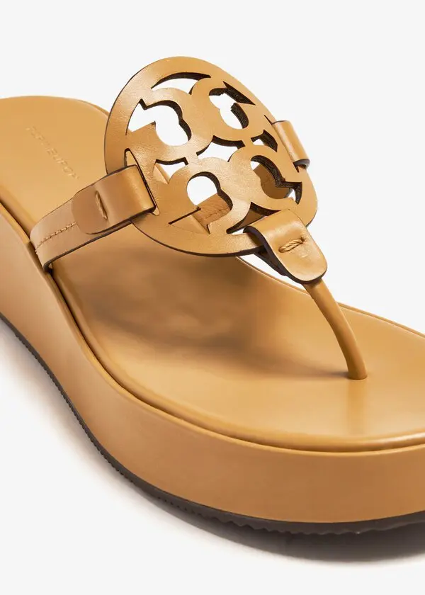 Tory Burch Miller 25mm Wedge Thong Sandals - Brown