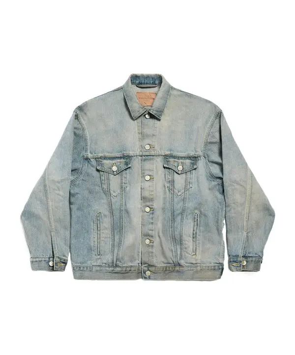 Balenciaga Regular Fit Denim Jacket With Embroidered Details