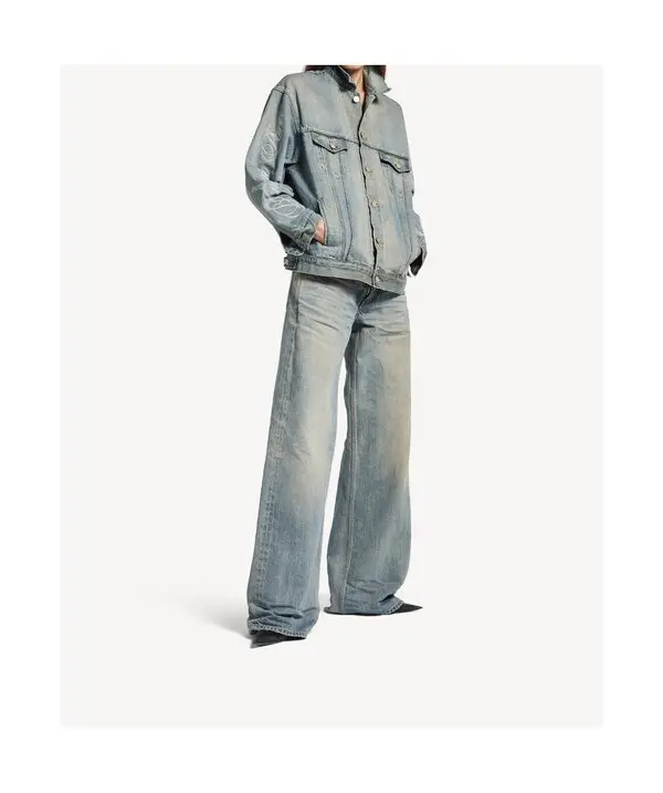 Balenciaga Regular Fit Denim Jacket With Embroidered Details