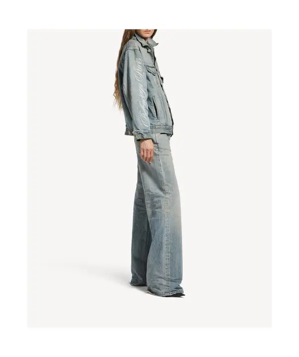 Balenciaga Regular Fit Denim Jacket With Embroidered Details