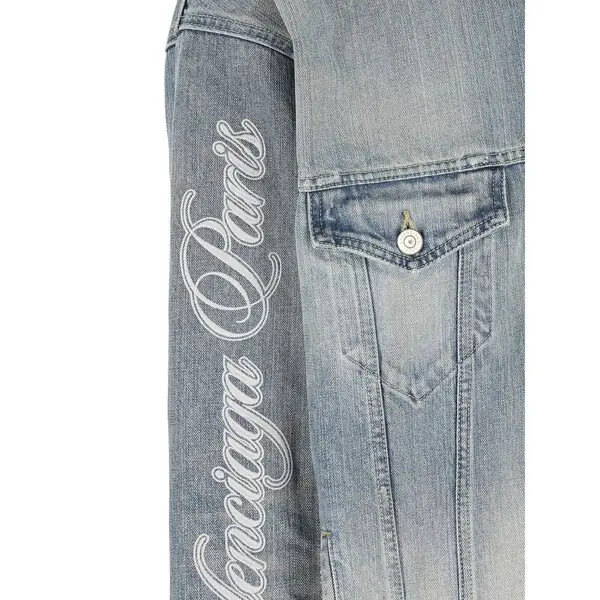 Balenciaga Regular Fit Denim Jacket With Embroidered Details