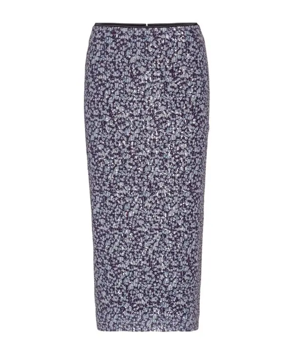 ROTATE BY BIRGER CHRISTENSEN Sequin-detailed Midi Pencil Skirt - Gray