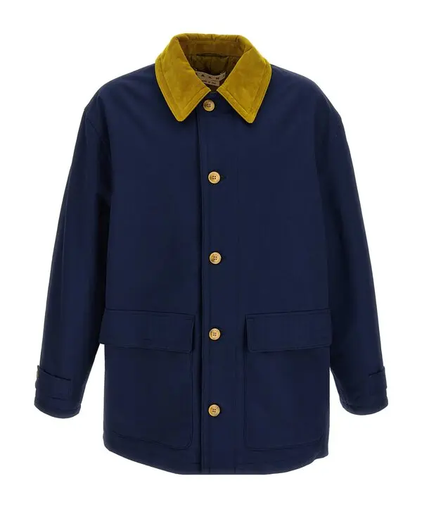 Marni Corduroy Collar Padded Parka - Blue