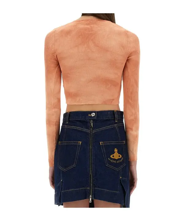 VIVIENNE WESTWOOD Ribbed Knit V-neck Cropped Jumper - No