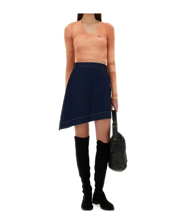 VIVIENNE WESTWOOD Ribbed Knit V-neck Cropped Jumper - No