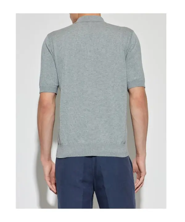 Eleventy Fine-knit Short-sleeved Polo Shirt - Grey