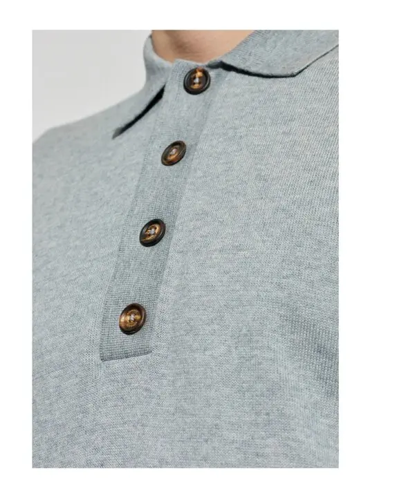 Eleventy Fine-knit Short-sleeved Polo Shirt - Grey