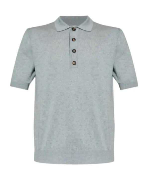 Eleventy Fine-knit Short-sleeved Polo Shirt - Grey