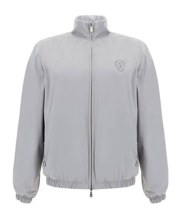 Brunello Cucinelli Logo Embroidered Reversible Jacket - Gray