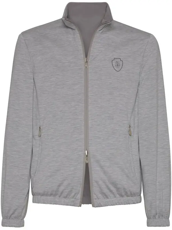 Brunello Cucinelli Logo Embroidered Reversible Jacket - Gray