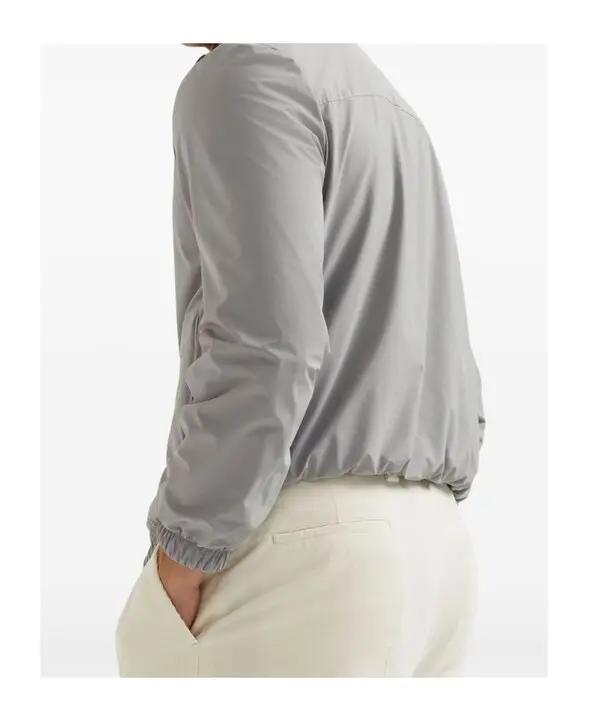 Brunello Cucinelli Logo Embroidered Reversible Jacket - Gray