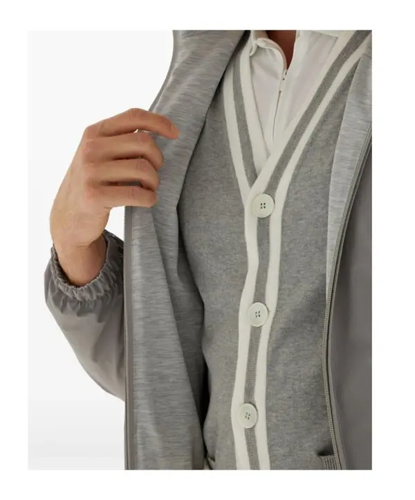 Brunello Cucinelli Logo Embroidered Reversible Jacket - Gray
