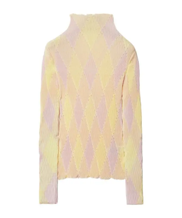 Burberry High-neck Argyle Knit Jumper - Nude