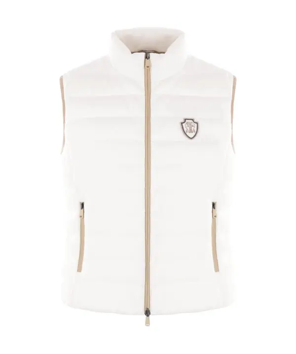 Brunello Cucinelli Logo Patch High Neck Gilet - White
