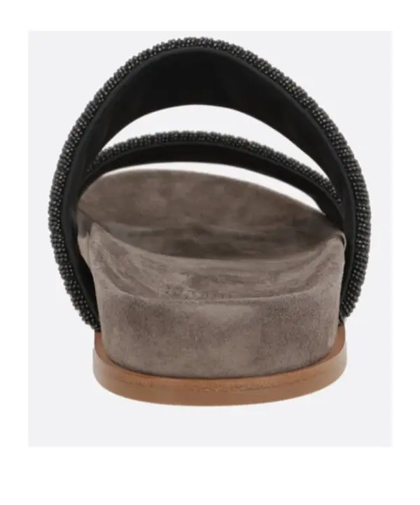 Brunello Cucinelli Embellished Strap Slides - Black