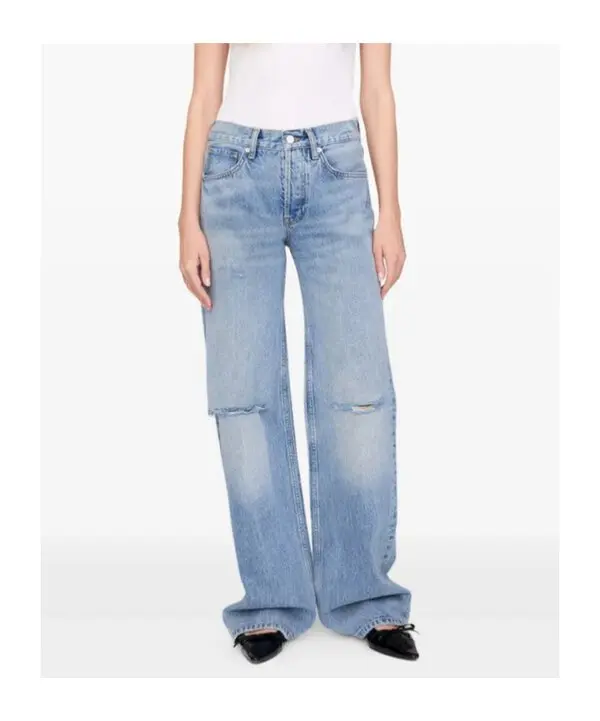 ANINE BING Hugh Distressed Jeans - Blue