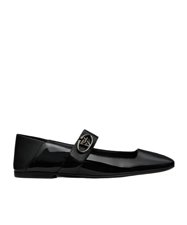 Valentino Garavani Mary Jane Square Toe Ballerinas - Black
