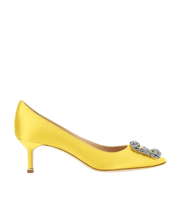 Manolo Blahnik Hangisi Embellished Satin Pumps - Yellow
