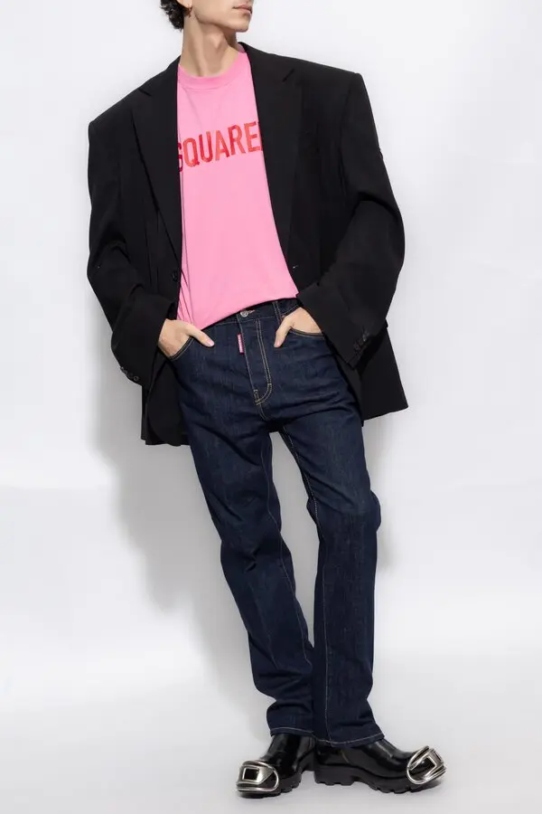 Dsquared2 Logo Patch Straight Leg Jeans