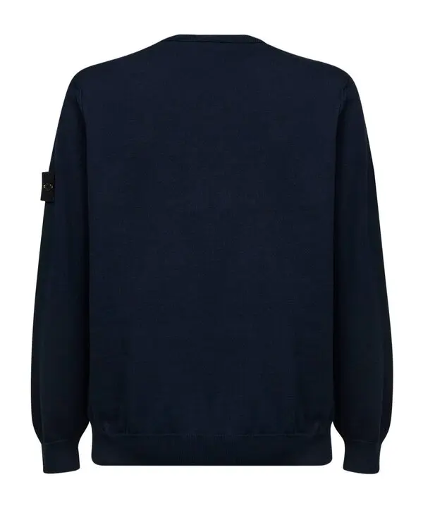 Stone Island Logo Patch Knitted Sweater - Blue