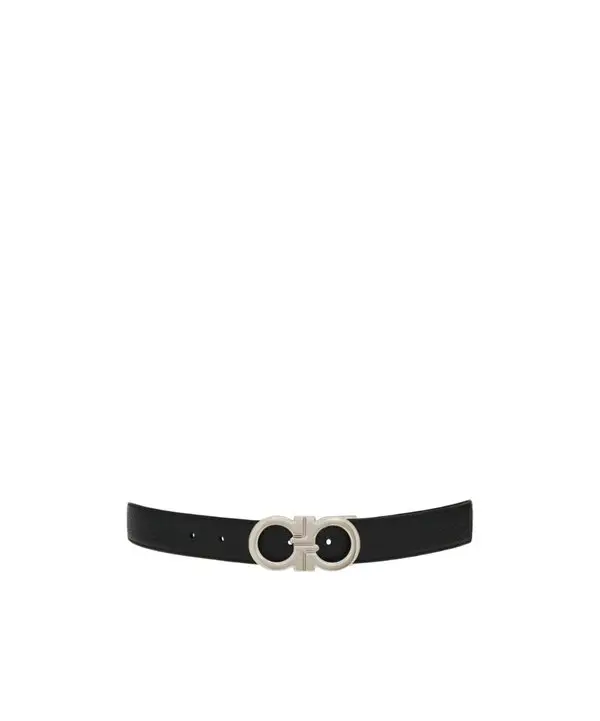 FERRAGAMO Gancini Clasp Belt - Black/titanium Blue