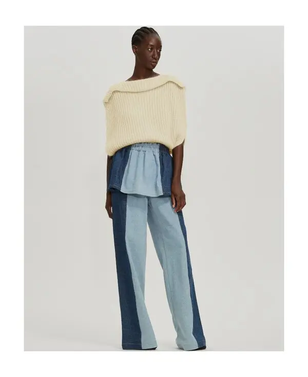 Fabiana Filippi Ribbed-knit Sleeveless Jumper With Shawl Collar - Nude