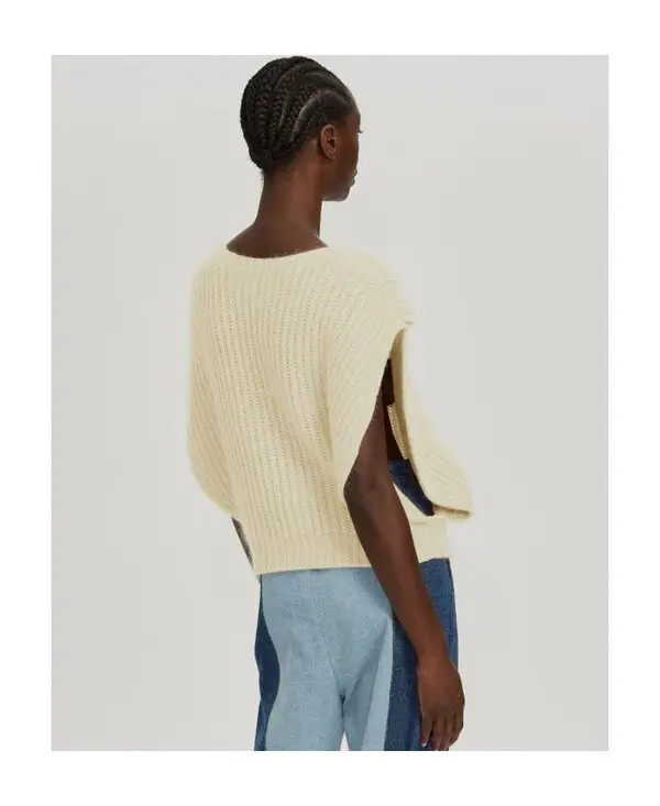 Fabiana Filippi Ribbed-knit Sleeveless Jumper With Shawl Collar - Nude
