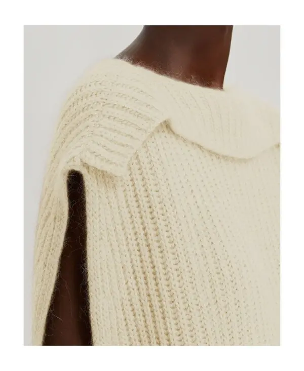 Fabiana Filippi Ribbed-knit Sleeveless Jumper With Shawl Collar - Nude