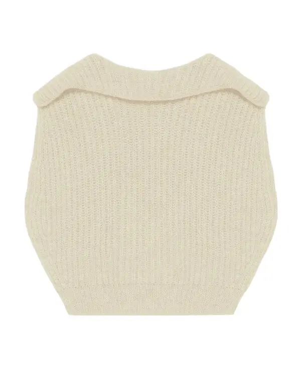 Fabiana Filippi Ribbed-knit Sleeveless Jumper With Shawl Collar - Nude