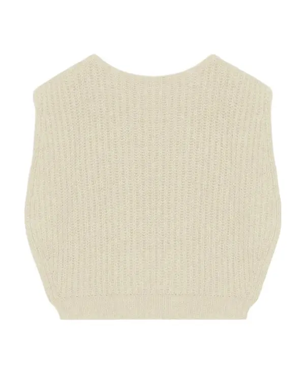 Fabiana Filippi Ribbed-knit Sleeveless Jumper With Shawl Collar - Nude