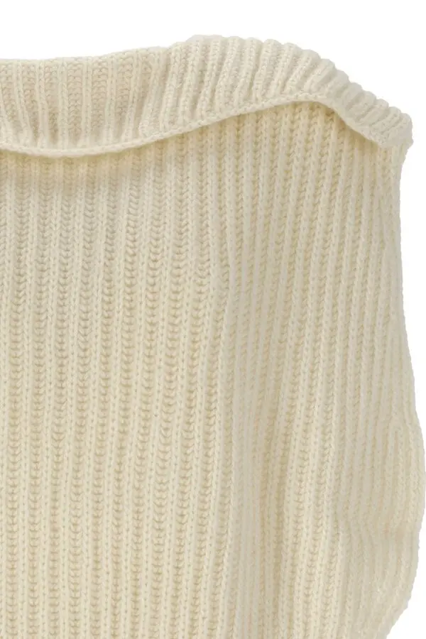 Fabiana Filippi Ribbed-knit Sleeveless Jumper With Shawl Collar - Nude