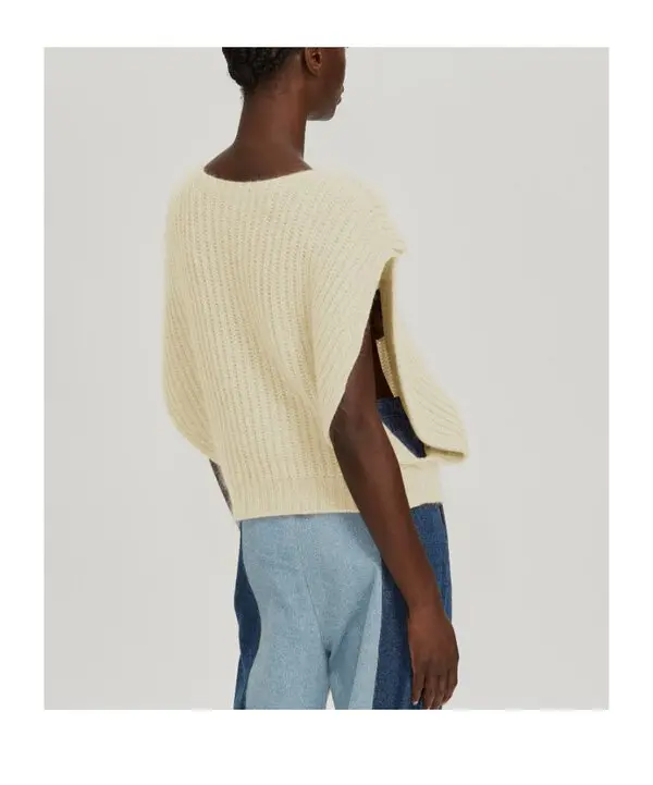 Fabiana Filippi Ribbed-knit Sleeveless Jumper With Shawl Collar - Nude
