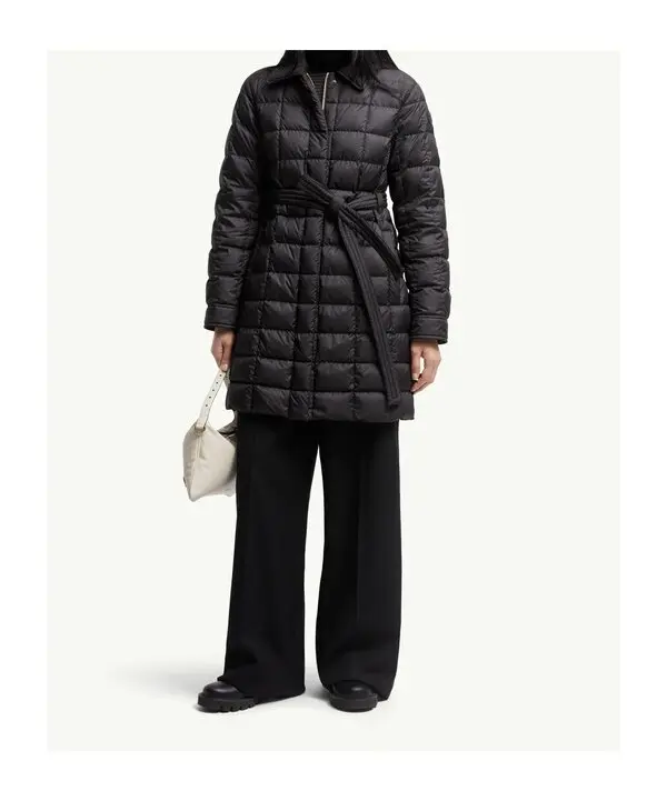 Moncler Gresillon Belted Long Down Jacket - Black