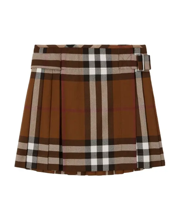 Burberry Checked Pleated Mini Skirt - Brown