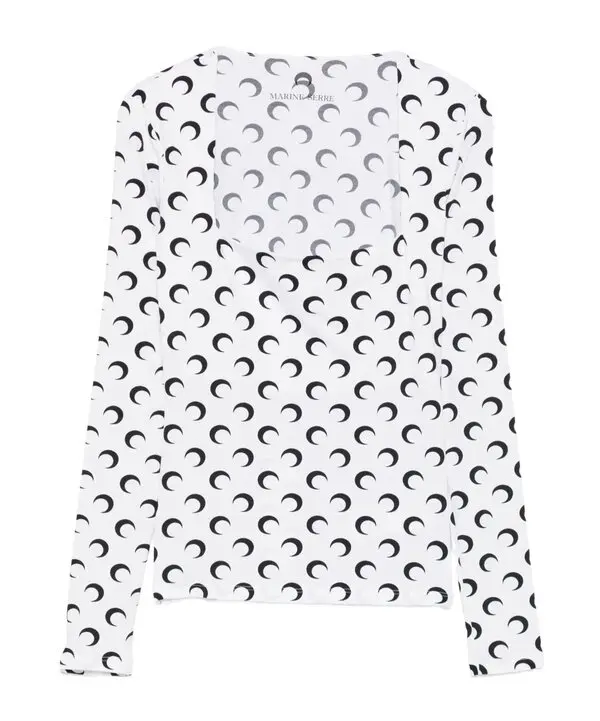 MARINE SERRE Moon Print Jersey Square Neck Top - No