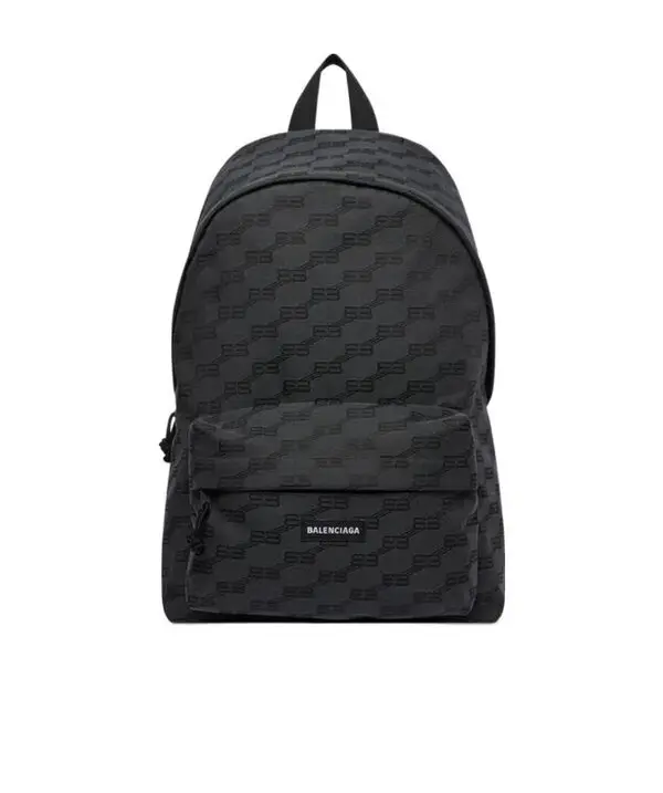 Balenciaga Bb Monogram Jacquard Canvas Backpack - Black