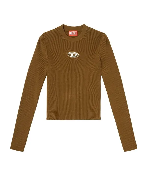 DIESEL® Oval D Ribbed-knit Top - Brown