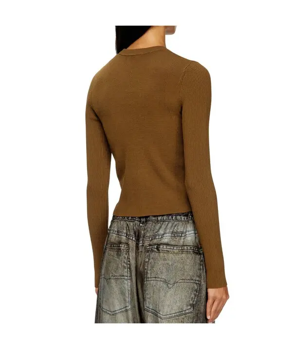 DIESEL® Oval D Ribbed-knit Top - Brown