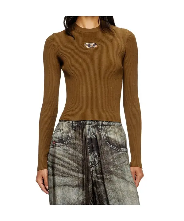 DIESEL® M-valari Ribbed Long Sleeve Top With Cut-out Detail