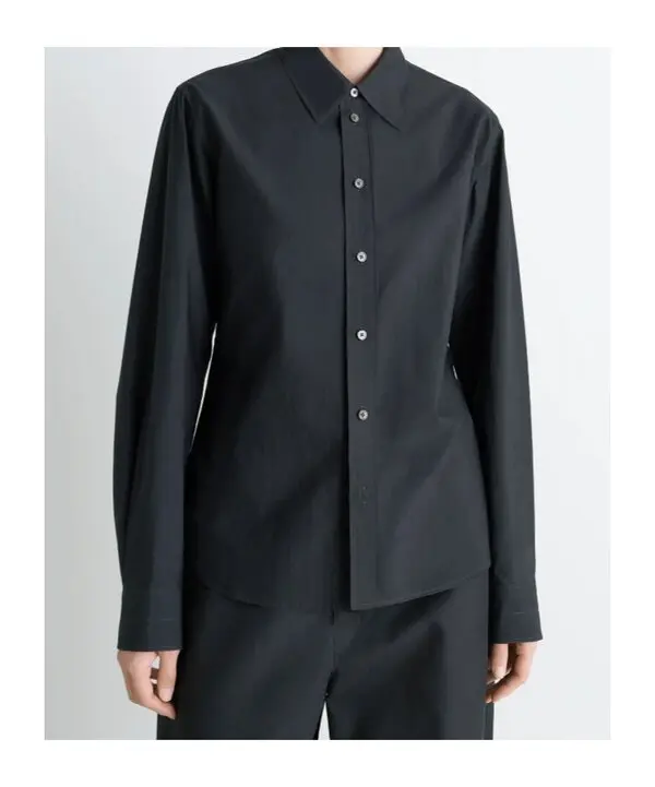 LEMAIRE Pointed Collar Poplin Shirt - Squid Ink