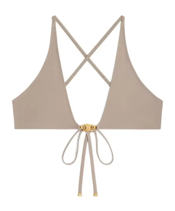 Celine Triomphe Triangle Top In Matte Jersey - Light Taupe