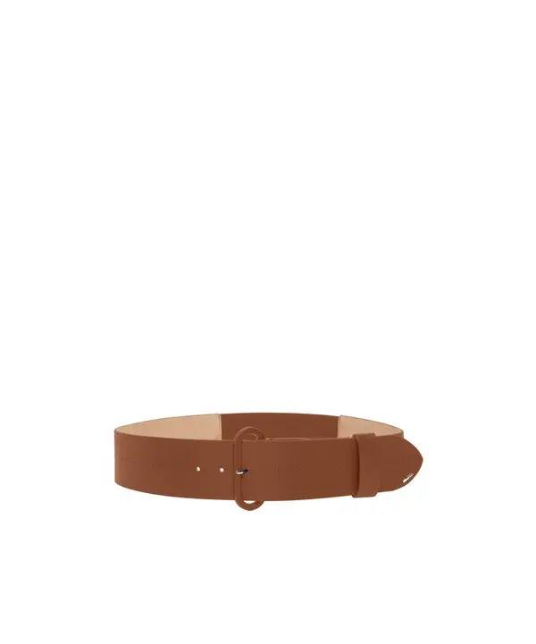 Max Mara Semi-glossy Leather Belt - Amber Brown