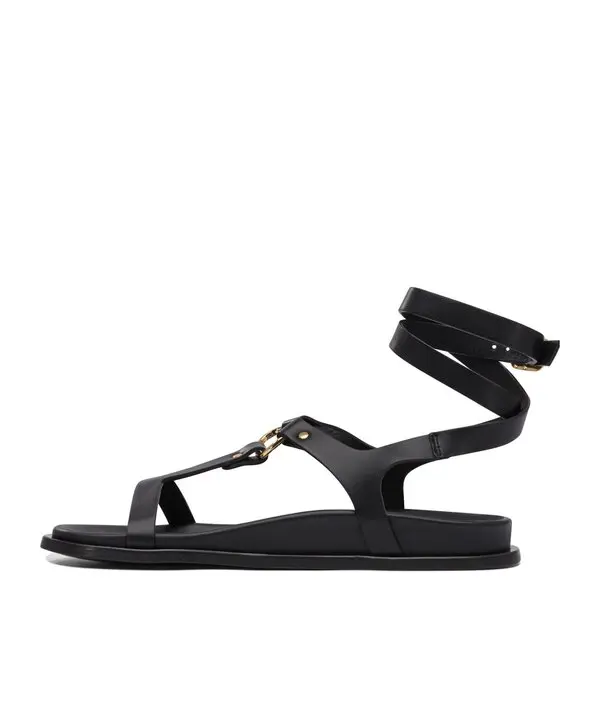 ALOHAS Leather Ankle Strap Flat Sandals