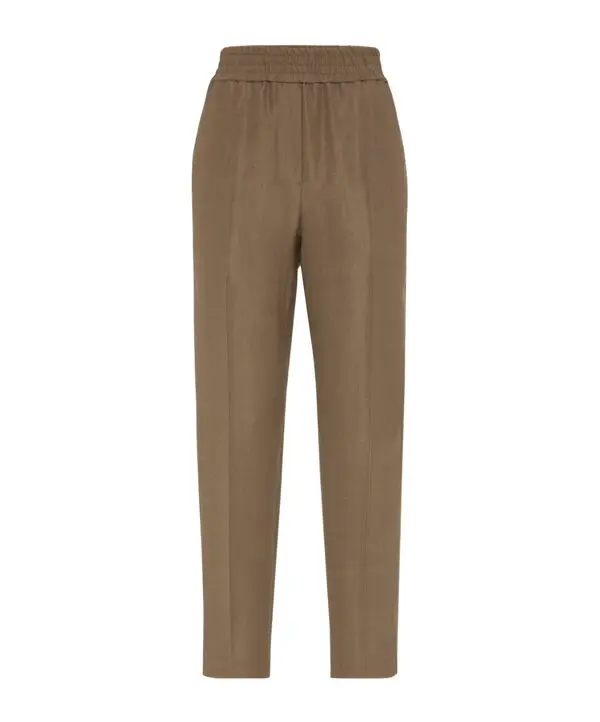 Brunello Cucinelli Fluid Twill Baggy Pull-on Trousers - Cocoa