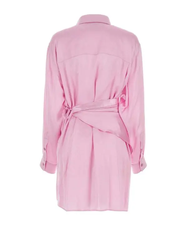 Balenciaga Logo Jacquard Collared Wrap Shirt Dress